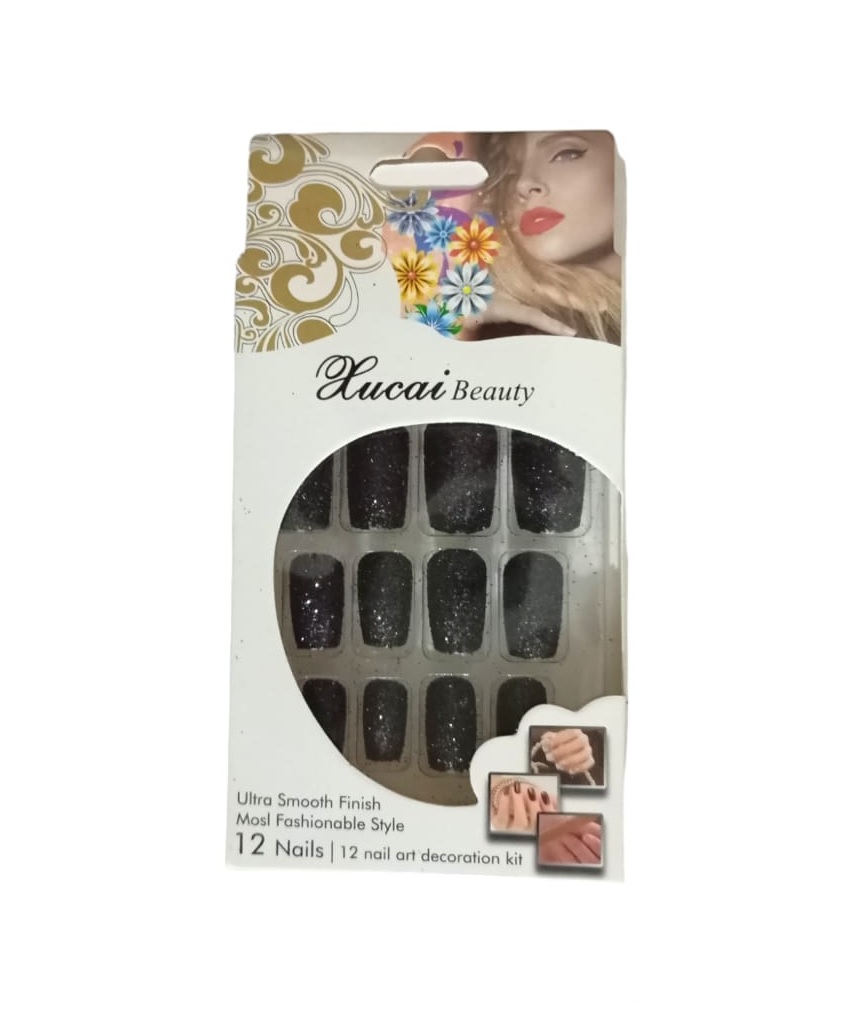12 Pcs Artificial Fake Nails colour Full for Girls, No Required Glue ...