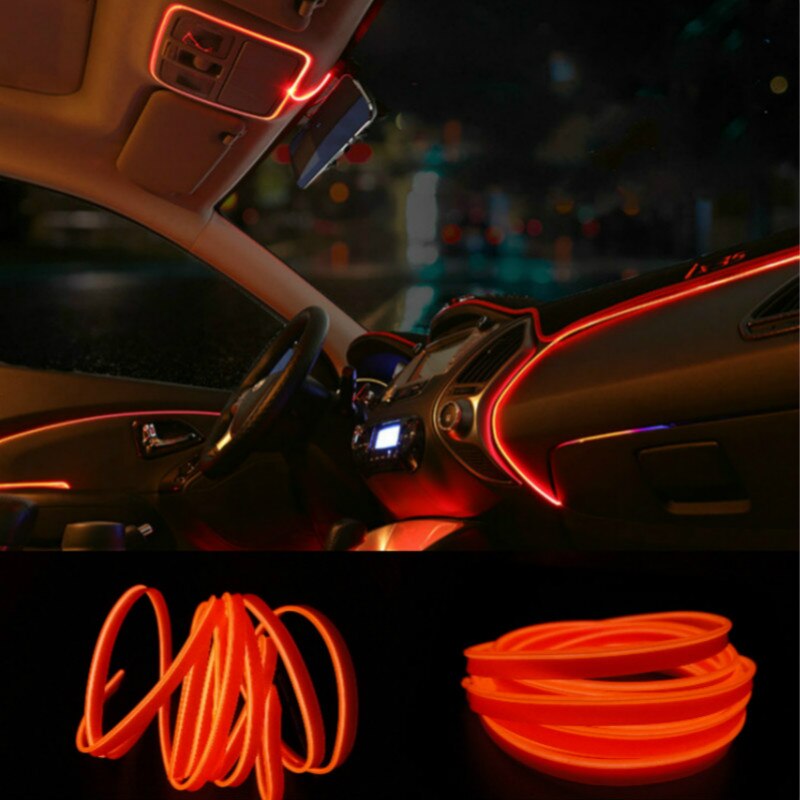 Red Color Car Dashboard Neon Light EL Wire 2 meter with Open Wire ...