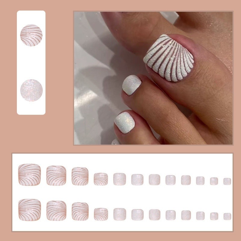 BTS【WITH GLUE】24Pcs Box Packing Fake Foot Nails with Glue DIY Art ...