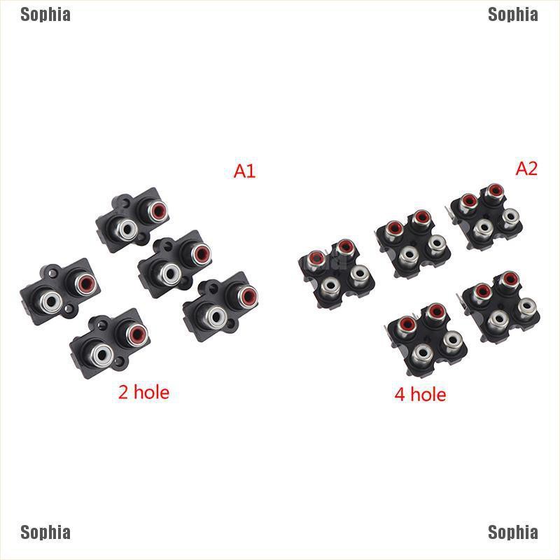 Sophia 5Pcs 2/4 Hole Rca Female Stereo Audio Jack Av Audio Input Socket ...
