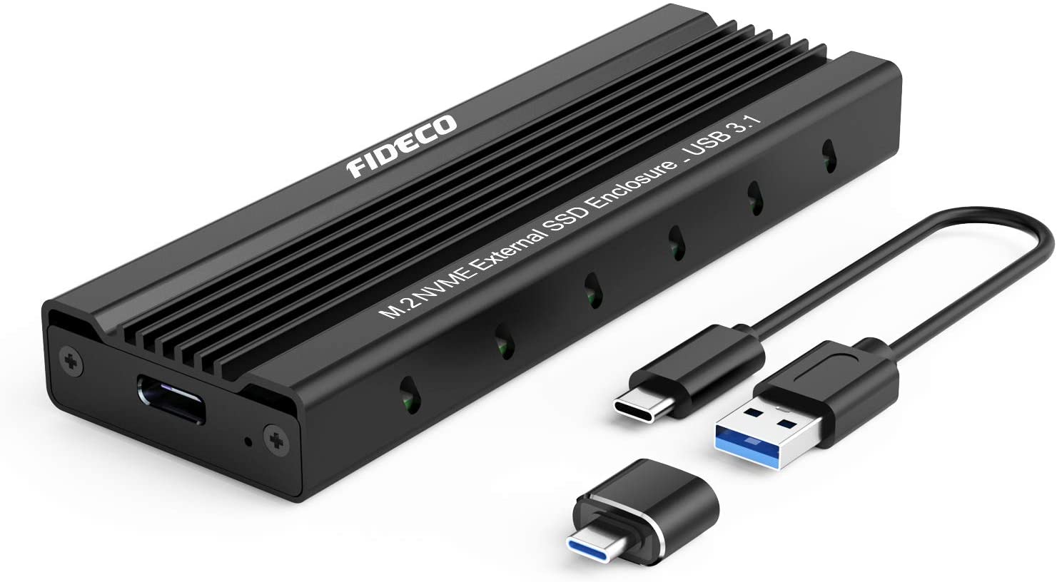 FIDECO M.2 NVME USB Type C SSD Enclosure Adapter, USB 3.1 Gen 2 10Gbps ...