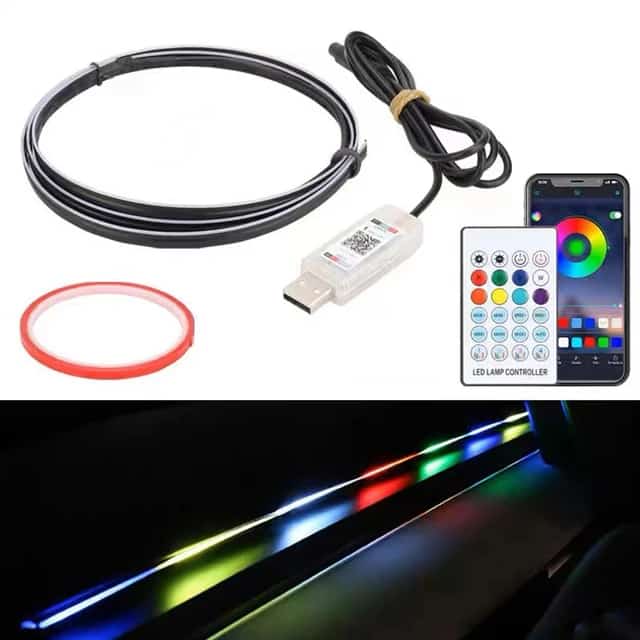 Car Dashboard Neon Lights 2 Meter EL Wire Light Strip | Daraz.pk