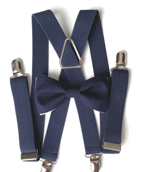 Elastic Gallace Suspenders Set With Silk Bow Tie For Boy's Girl's ( 5 ...
