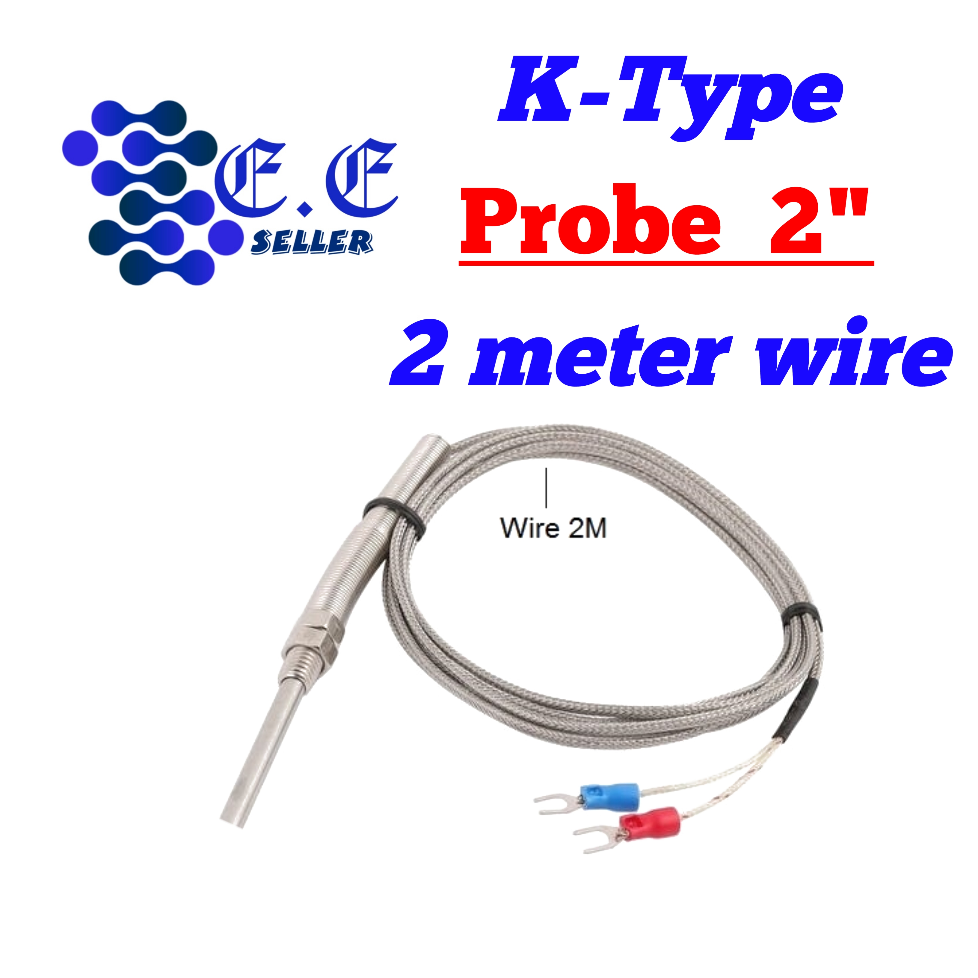K TYPE/STUD TYPE THERMOCOUPLE TEMPERATURE SENSOR WITH 2METER WIRE CABLE ...