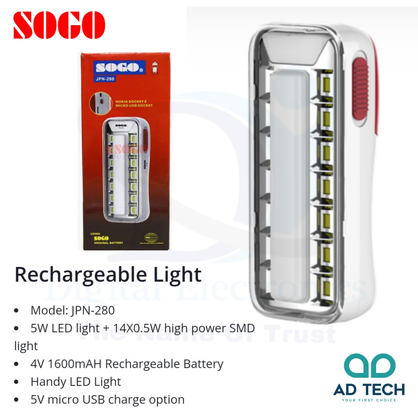 Sogo Rechargeable Emergency LED Lantern Light (JPN-280) | Daraz.pk