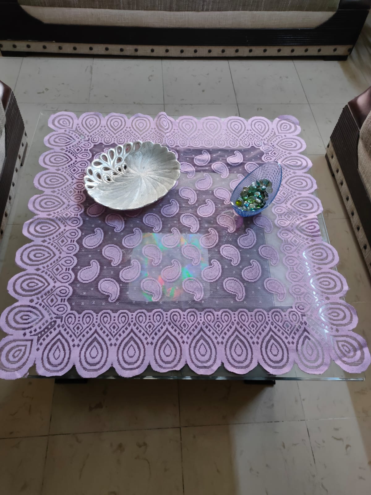 Multi color net center table cover (28x28) Round inches - Center Table ...