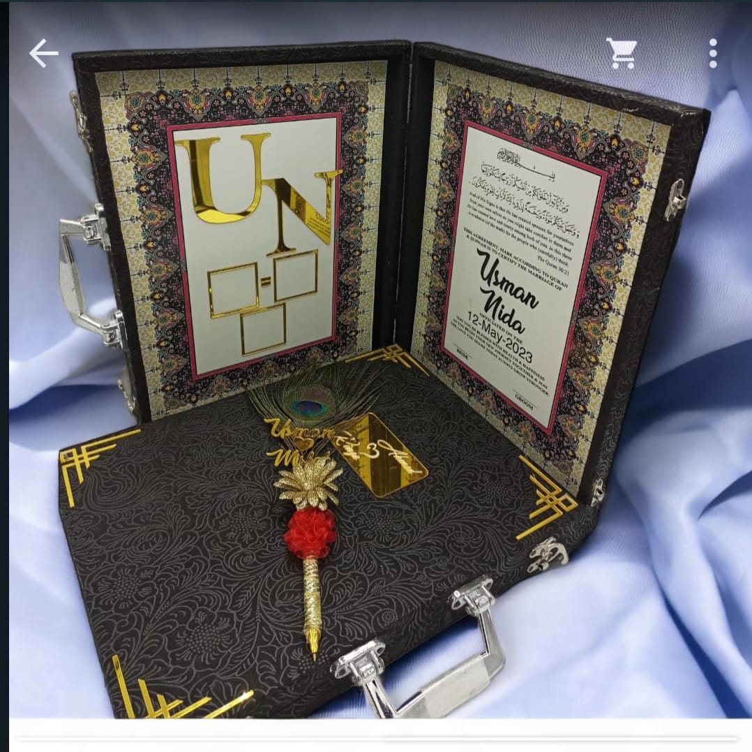 Elegant Nikkah frame thumb & signature with pen I Nikkah Deal | Daraz.pk