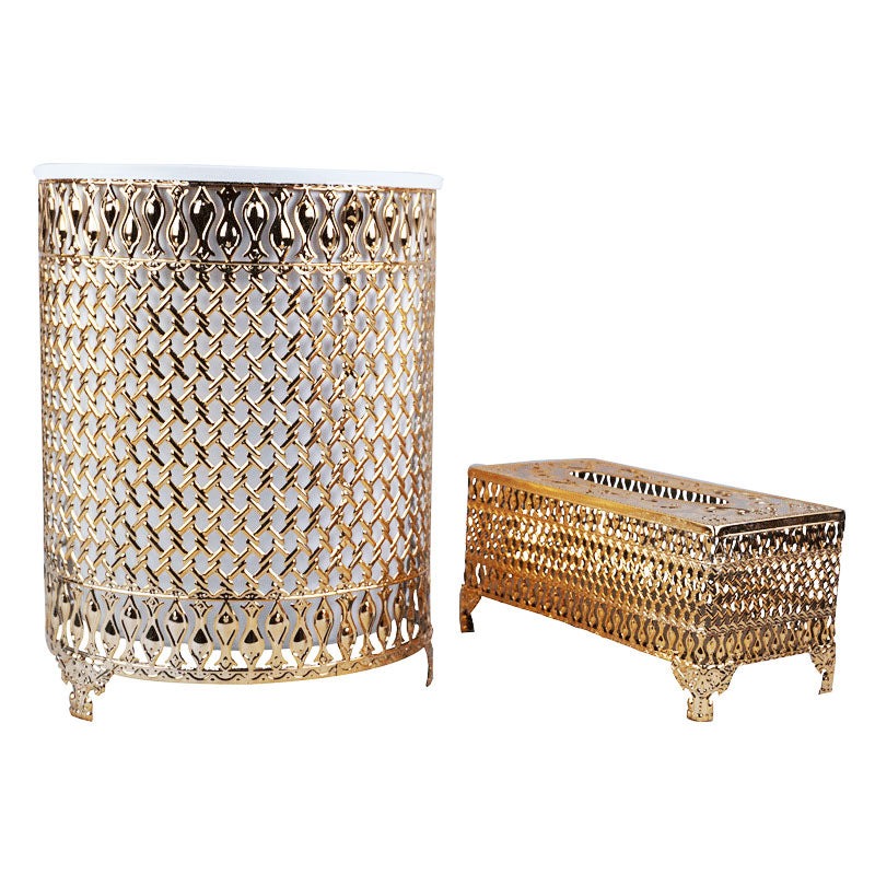 Wire Mesh Design Decor Fancy Dustbin And Tissue Box Holder Set | Daraz.pk