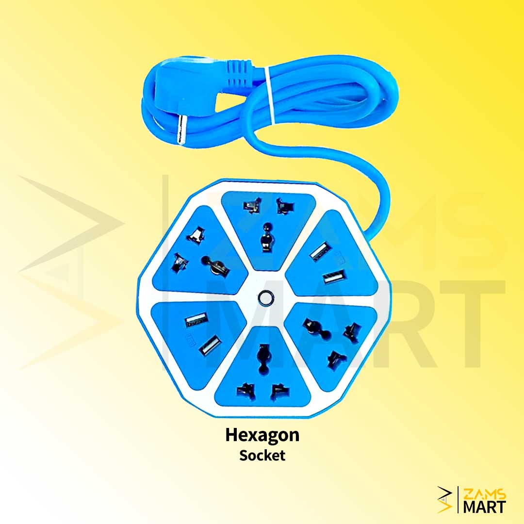 Hexagon Shape Socket Power Adapter , 4 USB Ports Universal Extension ...