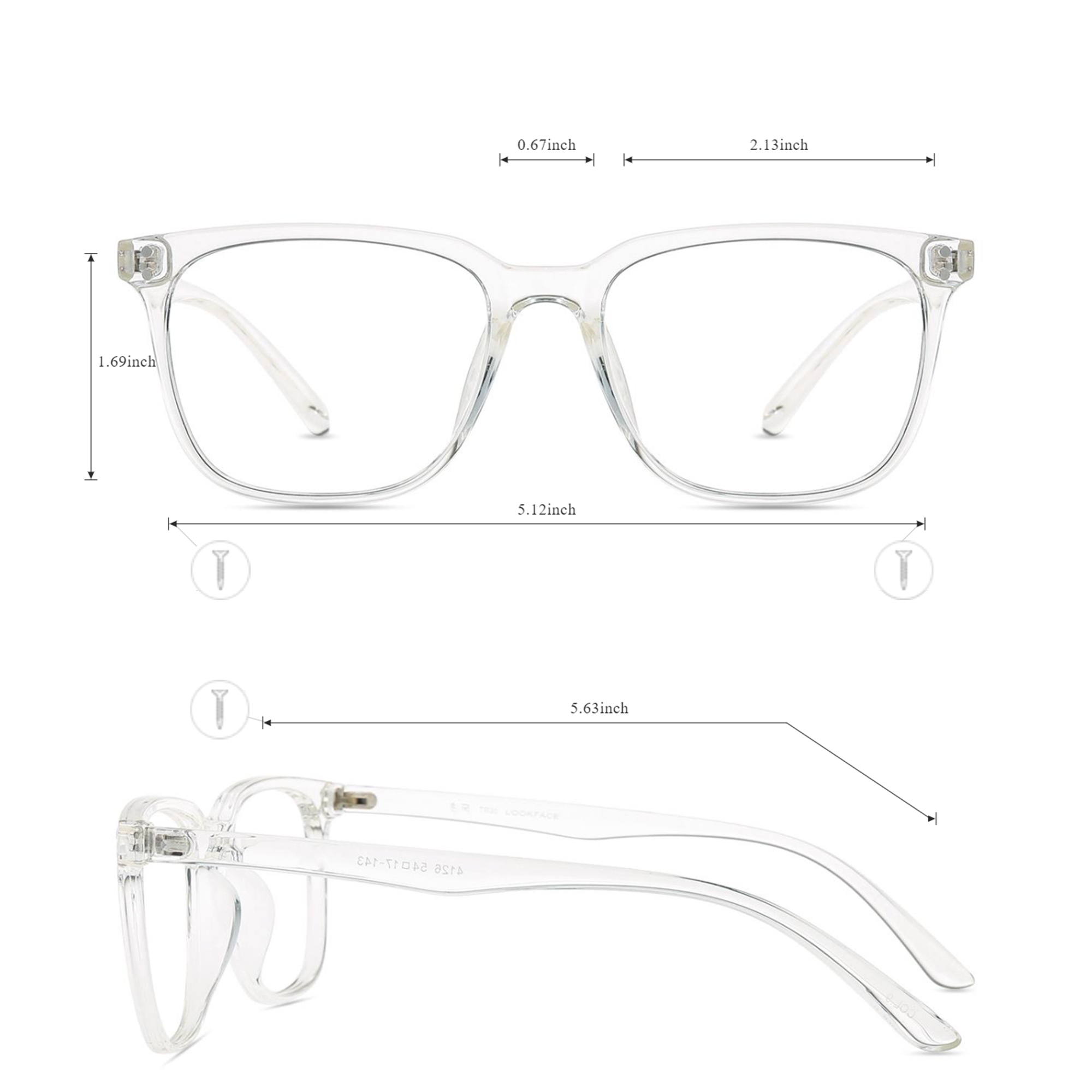 Korean Style Original Transparent Square Frame Glasses for Men - Women ...