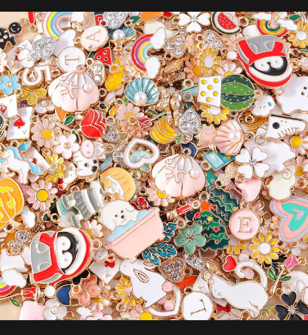10 Pcs Random Mix Alloy Different Styles Mix Size Multicolor Charms For ...