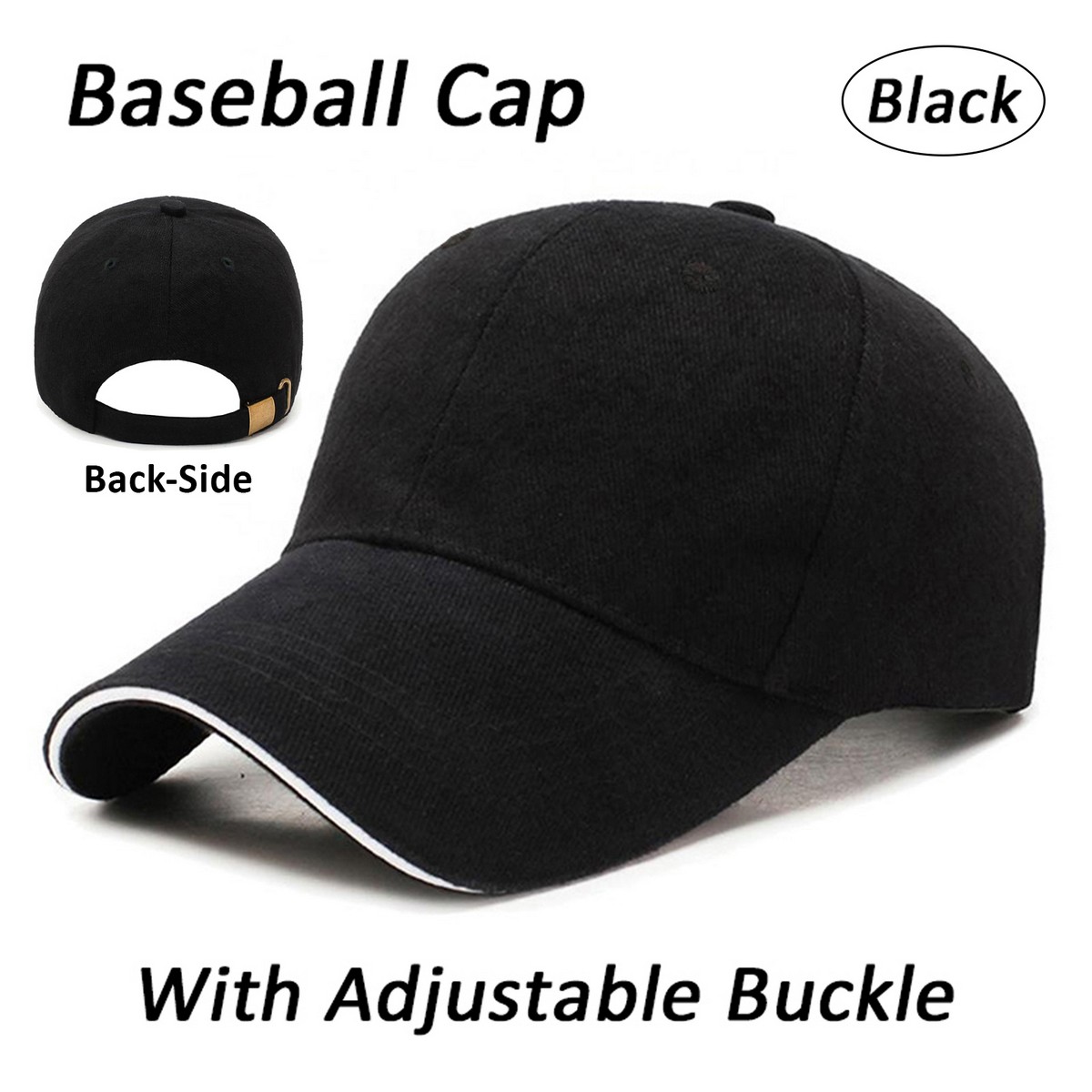 P Caps for Men Sun Hats With Adjustable Back for Outdoor Wear in Black ...