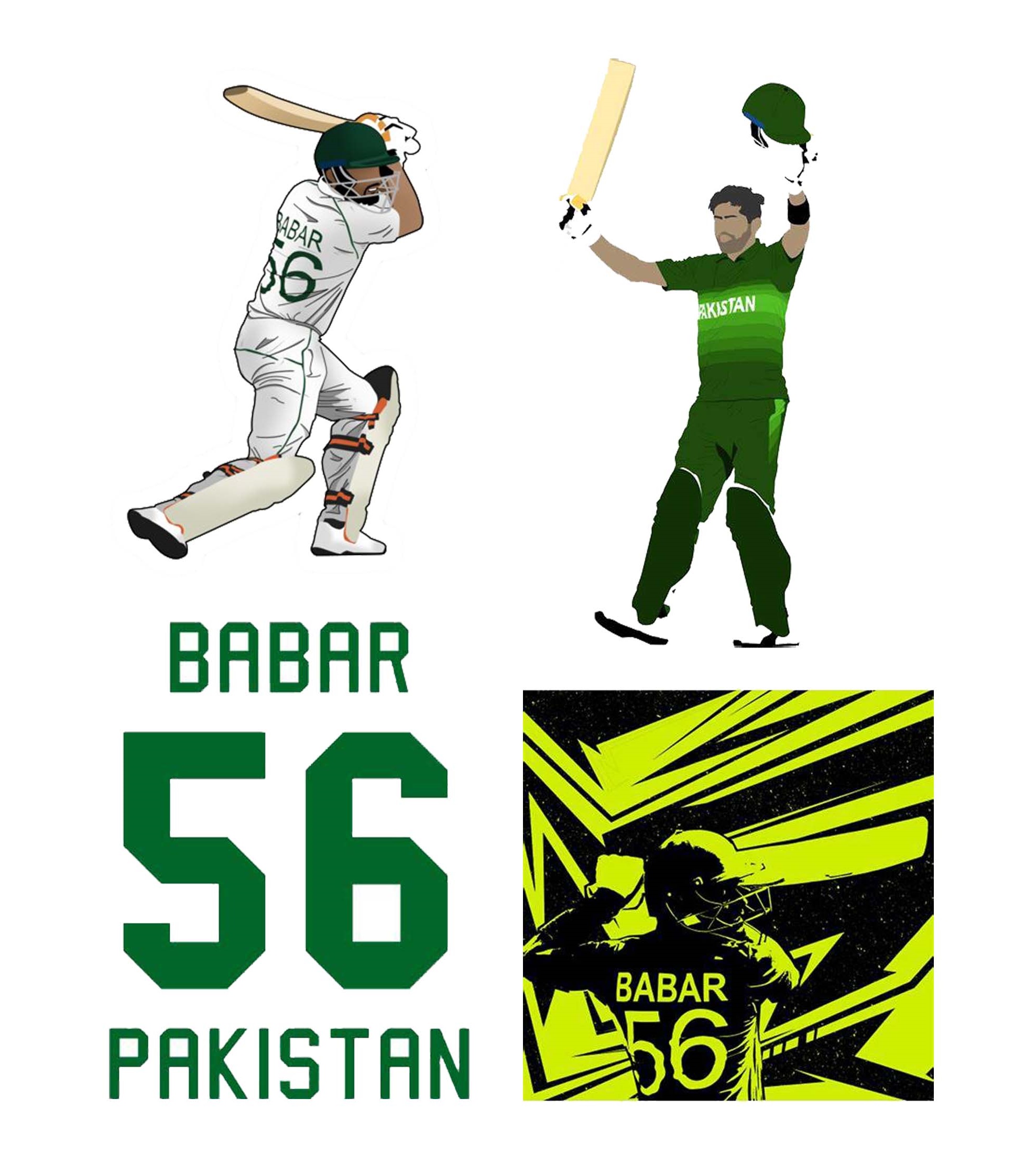 Pack of 4 - Babar Azam Stickers - 3 inch x 2 inch size | Daraz.pk