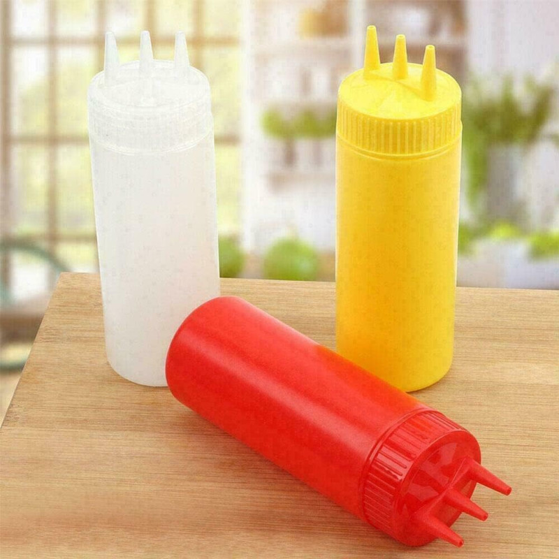 (Pack of 2 ) Portable 3 Nozzles Squeeze Sauce Bottle Condiment ...