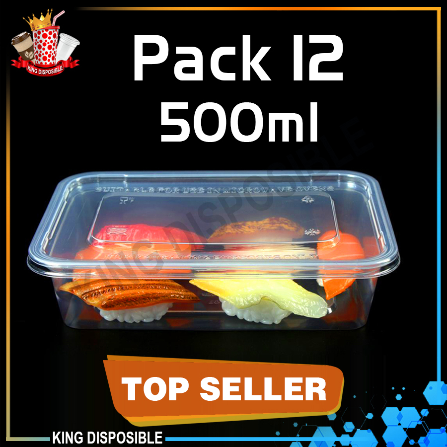 Pack of 12 - 500ml Microwave Disposable Food Storage Boxes - Disposible ...