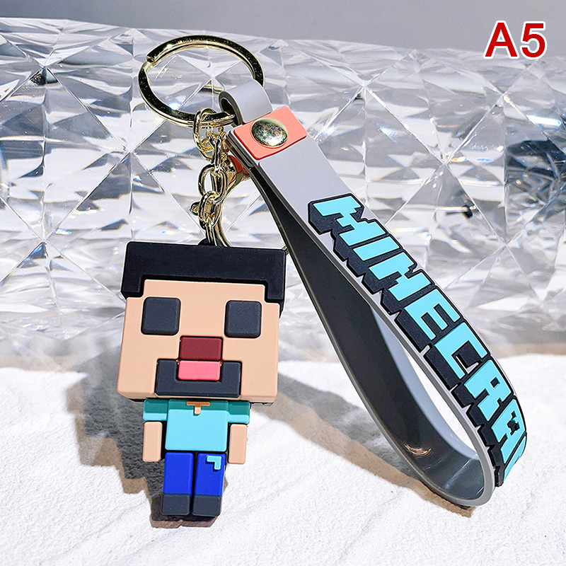 New 3D Game Minecraft PVC Keychain Ainme Steve Creeper My World ...
