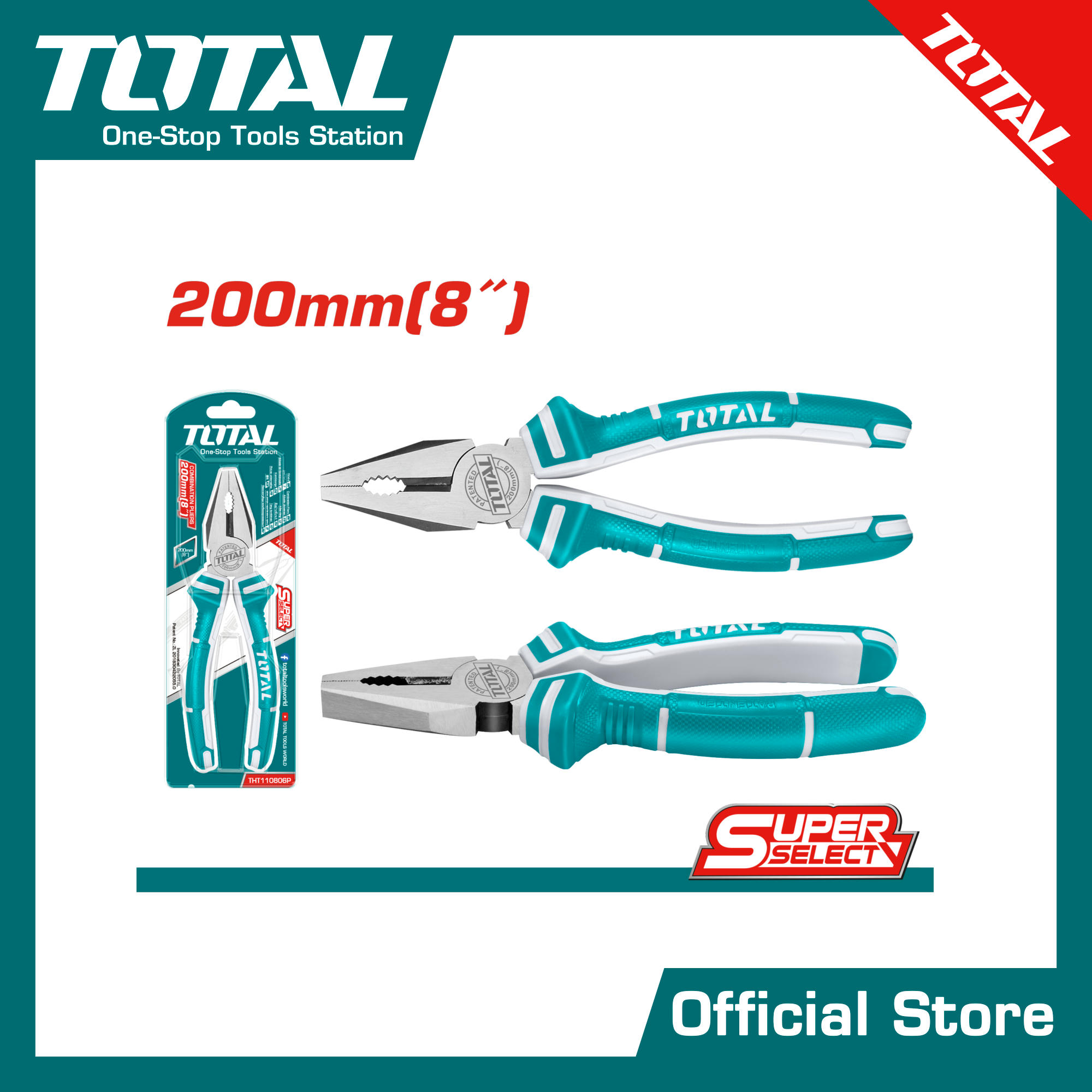 TOTAL 200mm Combination Pliers with Two Color Handle THT110806P | Daraz.pk