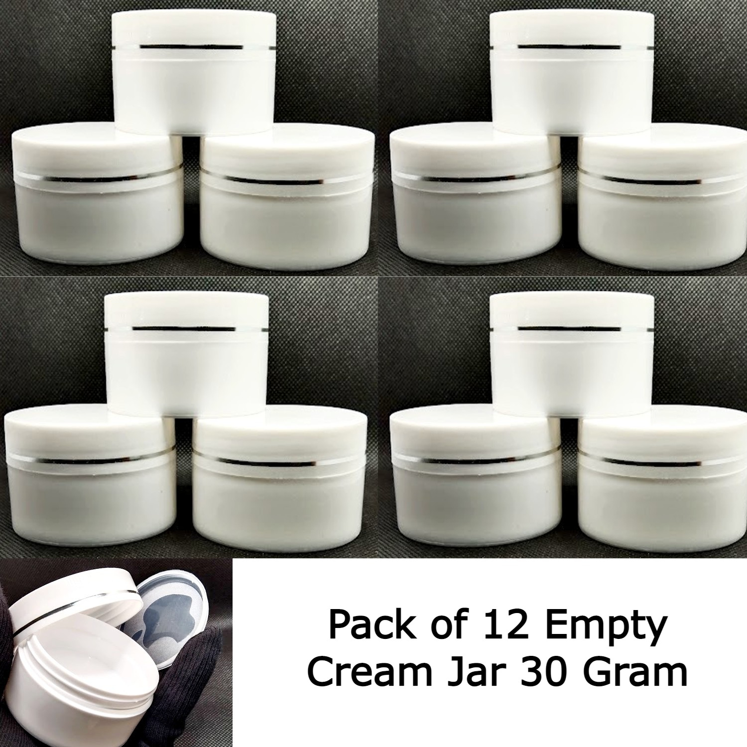 Pack of 12 / 30 Gram Empty Plastic Jars | Empty Containers for Cream ...
