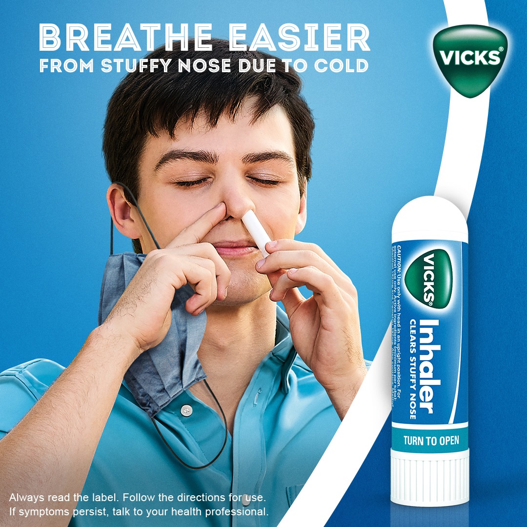 Vicks Inhaler with Keychain 0.5ml Quick Relief for Blocked Nose Orginal ...