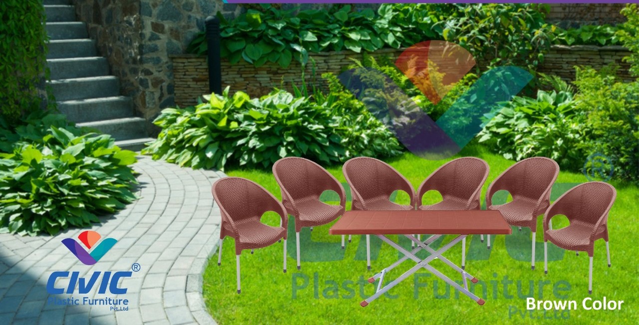 Plastic Chairs set with Table( 6 Chairs and 1 Table) | Daraz.pk