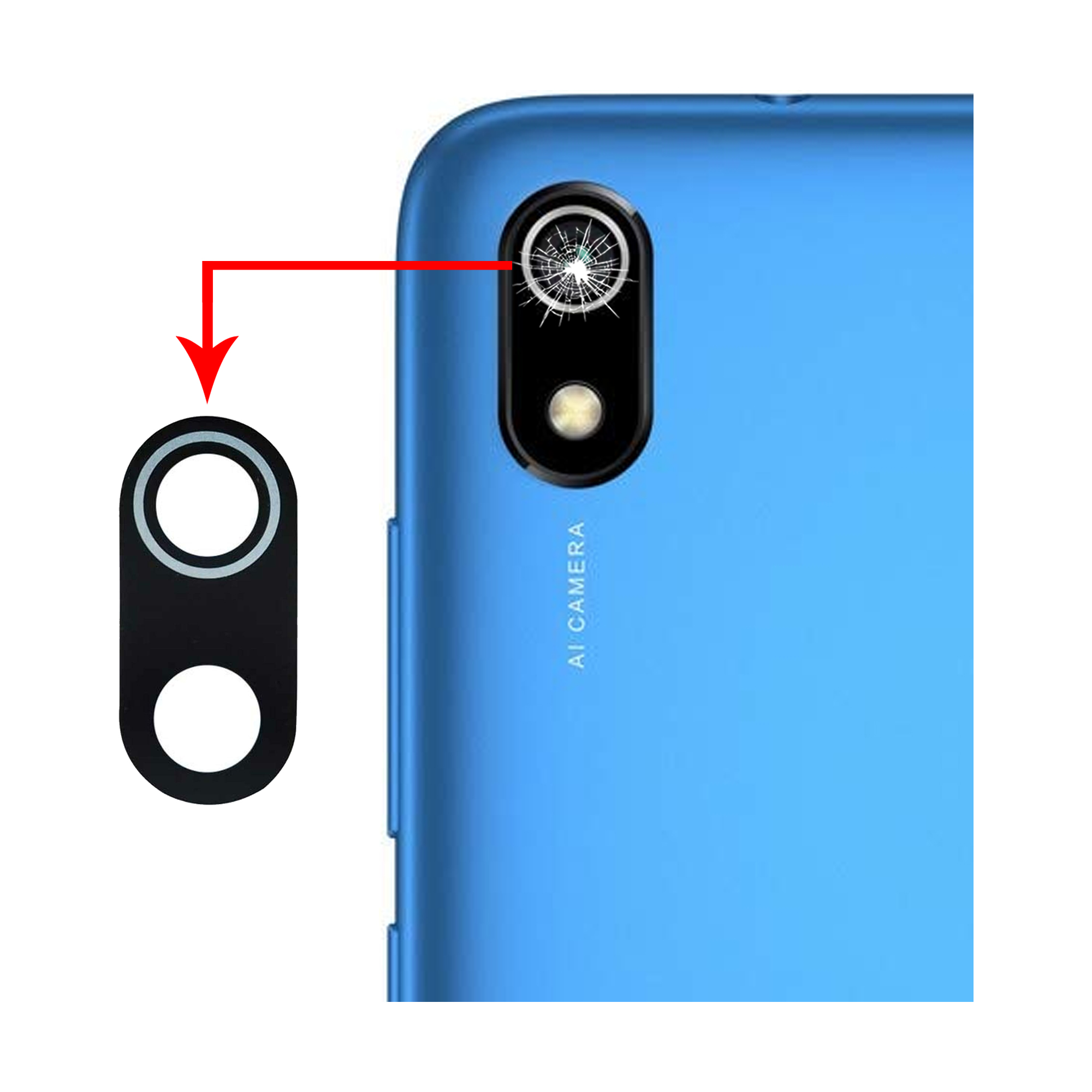 Xiaomi Redmi 7A Camera Glass Replacement Rear Back Camera Lens For ...