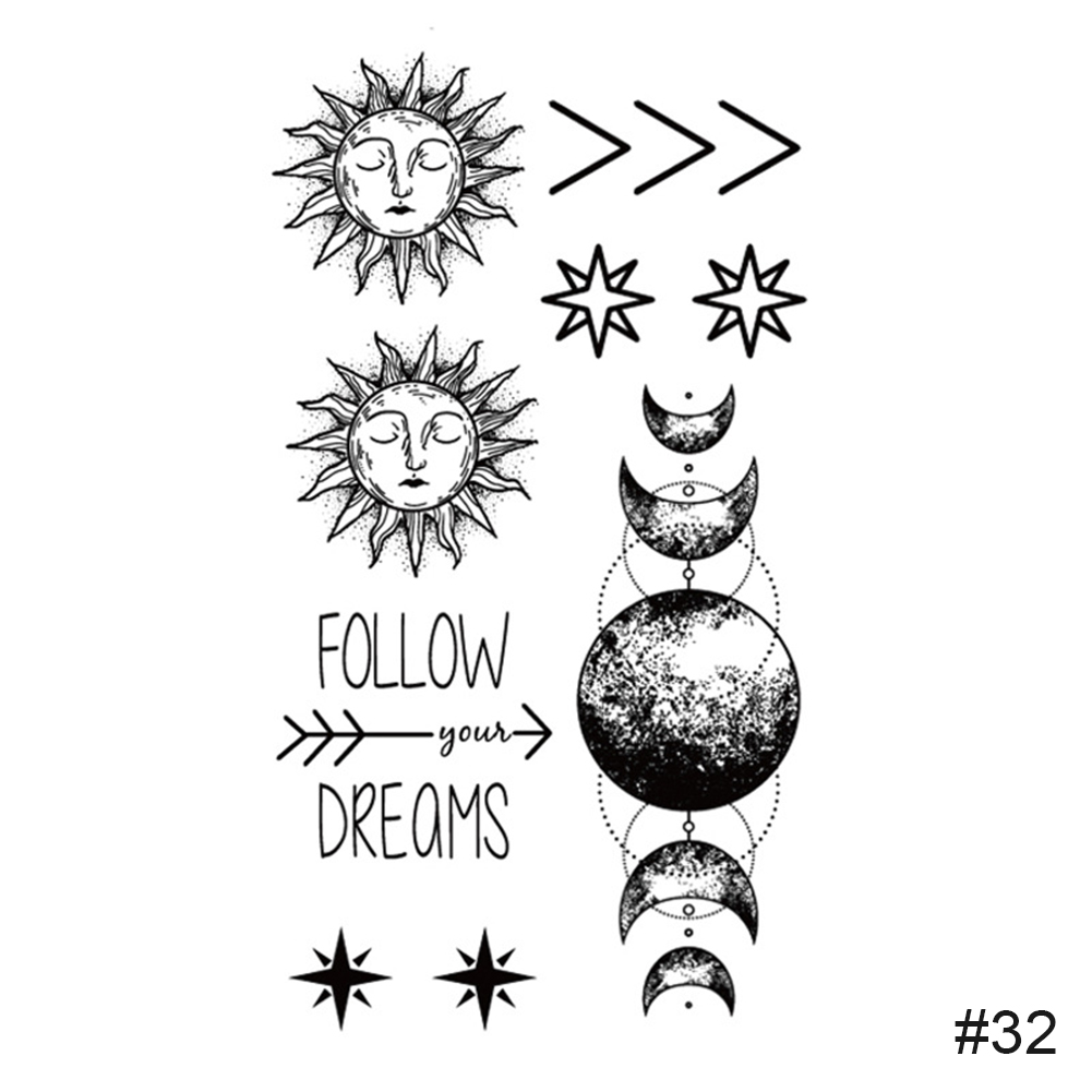 JM Temporary Small Fresh Black Tattoo Stickers Waterproof Long Lasting ...