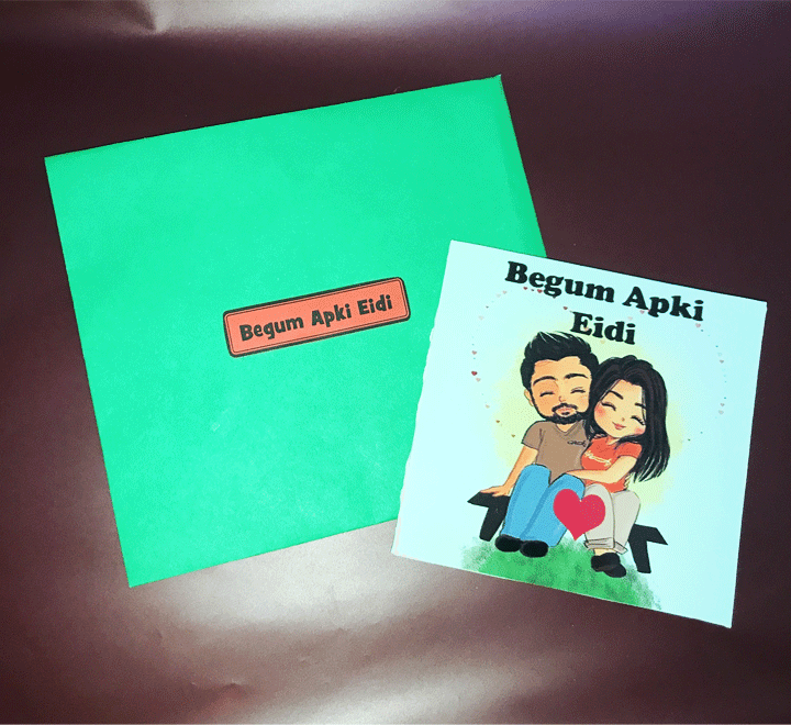Eid Tuck Card for Wife Begum apki Eidi Mini Tuck Cards with colorful ...