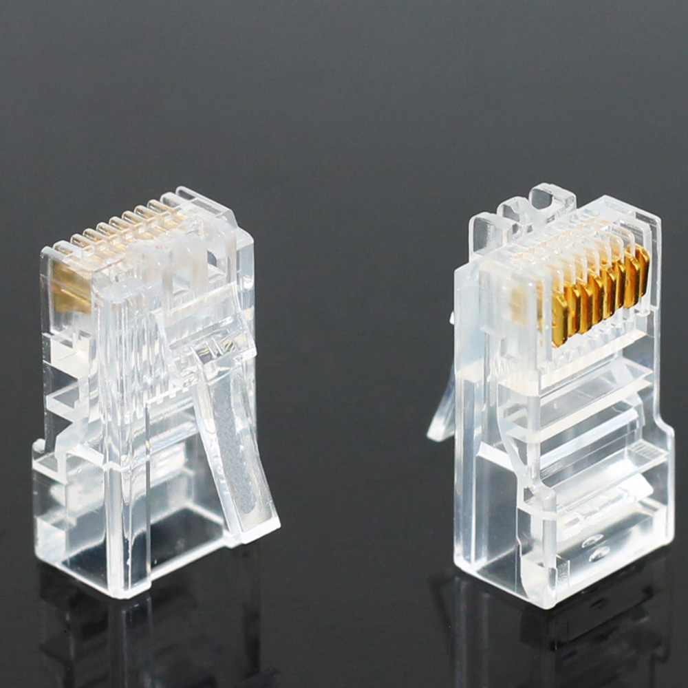 20X RJ45 Ethernet Cable Network Connector - Crystal Heads Gold Pins ...