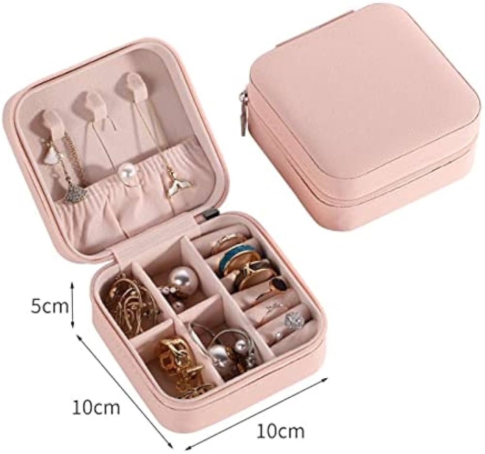 Leather Jewellery Organizer Box with Zipper | Ear Rings & Necklace ...