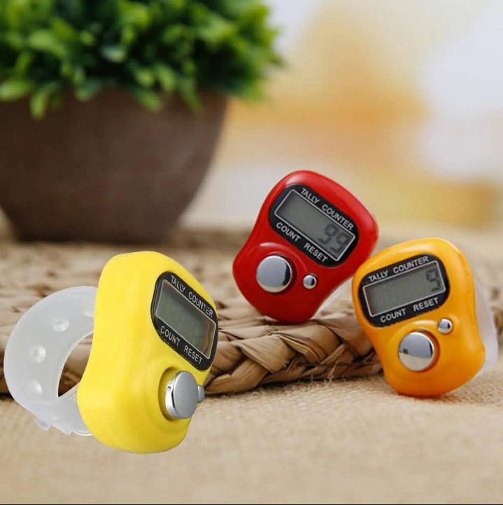 Pack of Three Mini Hand Held Finger Ring Tasbeeh Portable Digital LCD ...