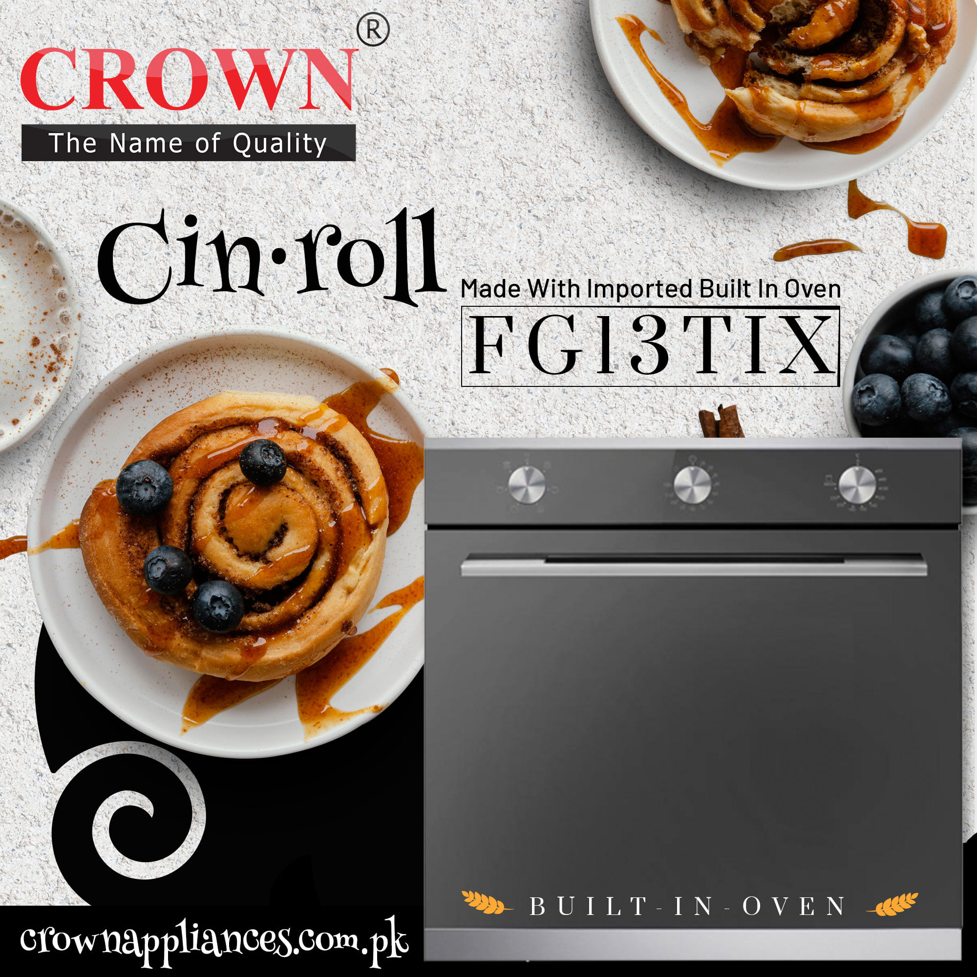 Crown Built-In Oven B1-FG13TIX 73 Litre Full Gas | Daraz.pk