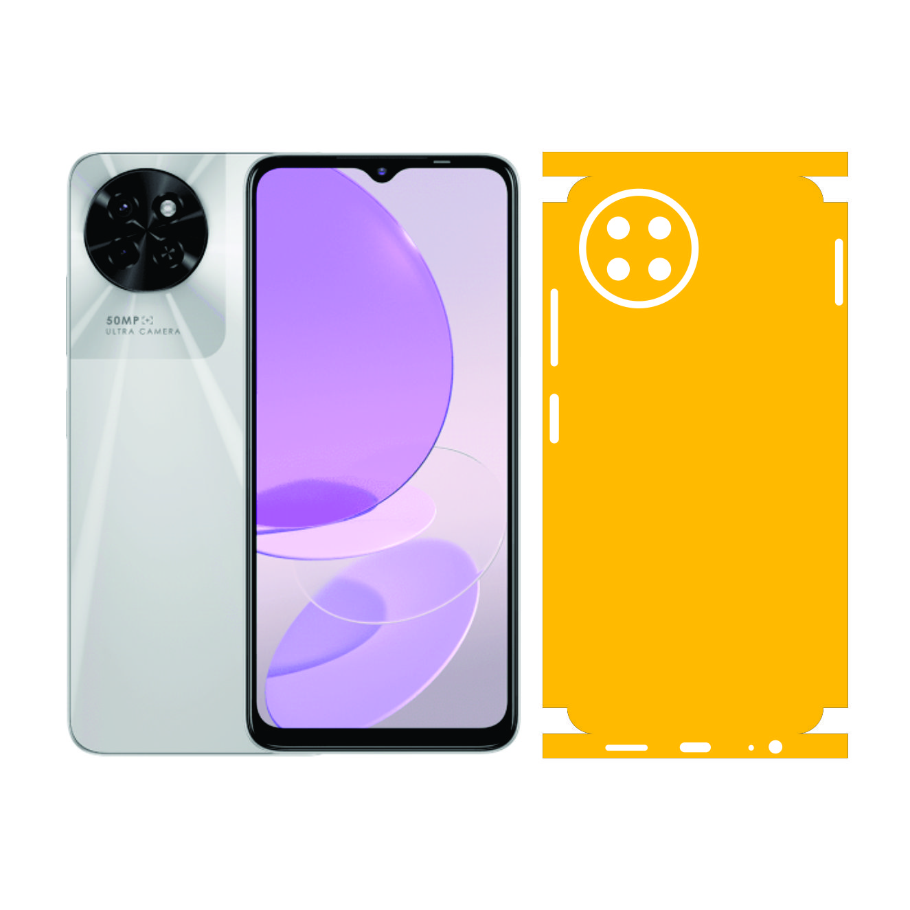 Back Paper For Itel S23 Self Adhesive Lamination Anti-Stain 0005 YELLOW ...