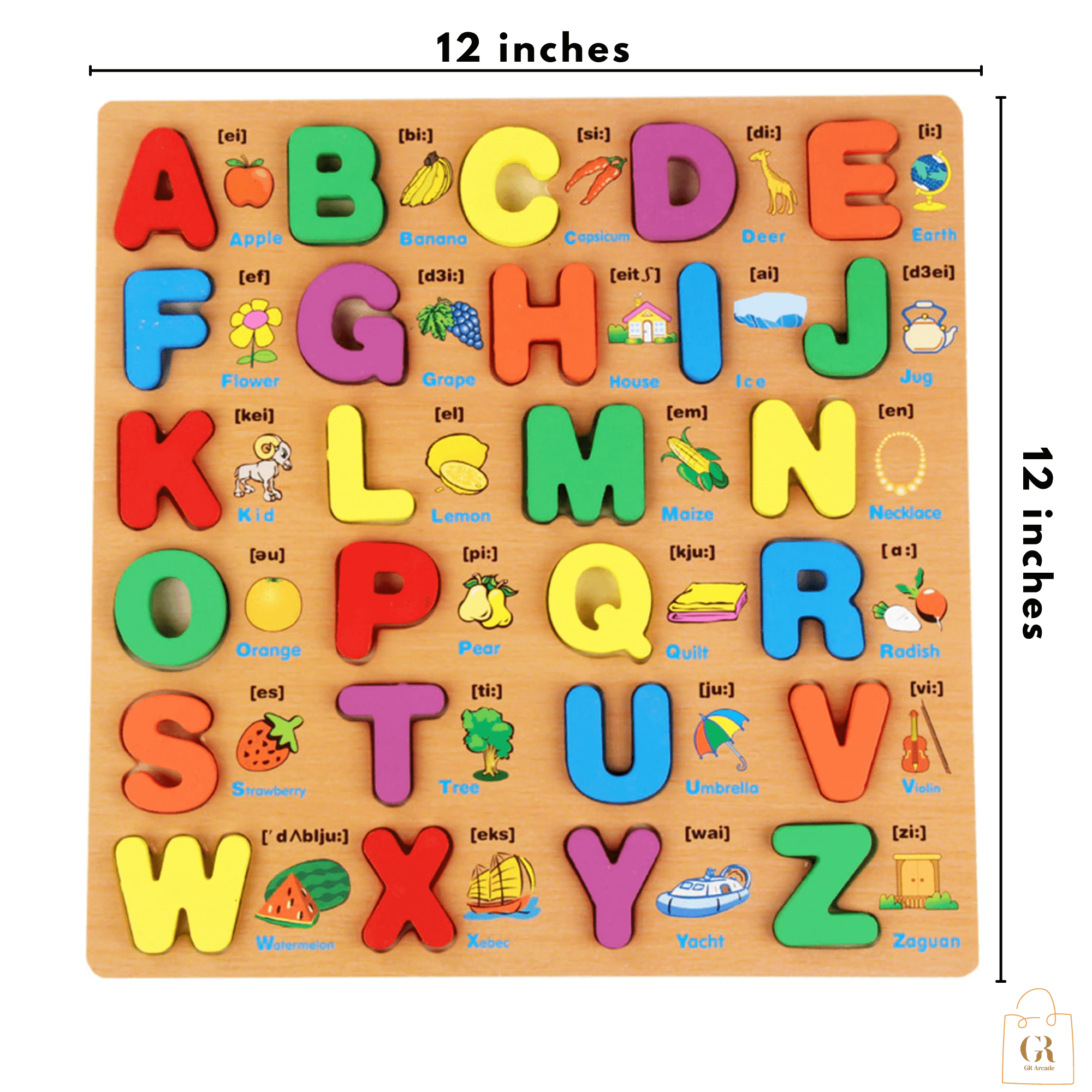 Wooden ABC Puzzle set with Shapes for kids - Learning Educational Toy ...