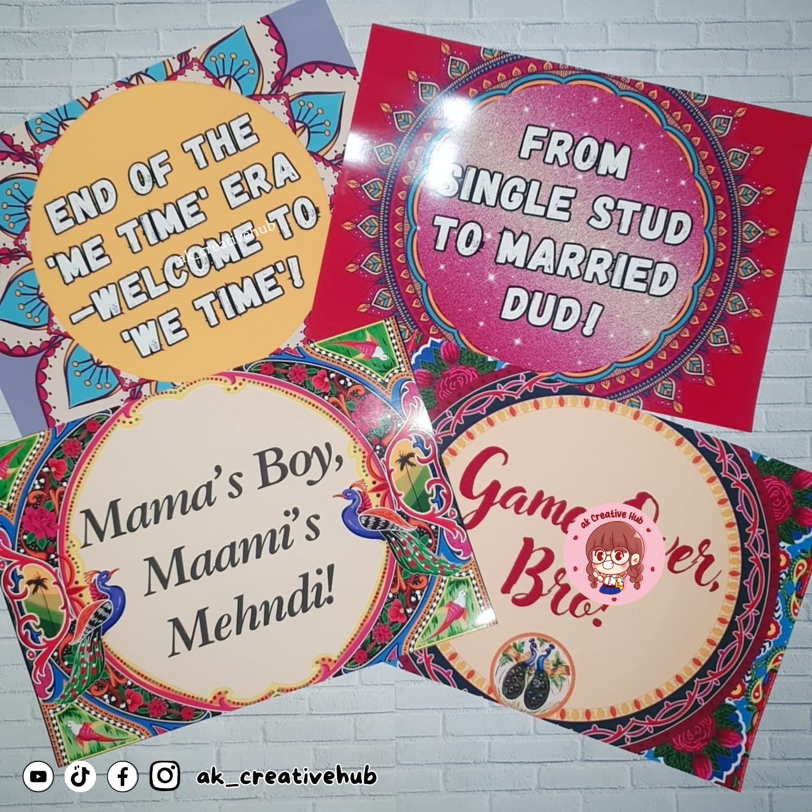 PACK OF 10/8/4/2 Customized Wedding Props in Various Themes, Mehndi ...