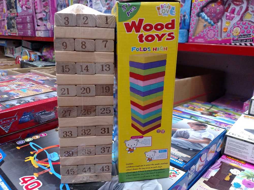 Jenga Number Wooden Stacking Tower Game for Kids & Adults - 48 pcs ...