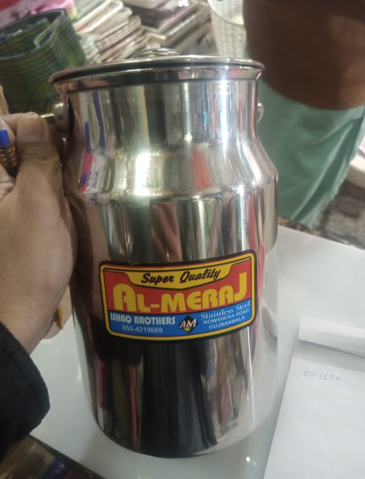Milk and Oil Can Bucket and Canister Stainless Steel with Handle Ghee ...