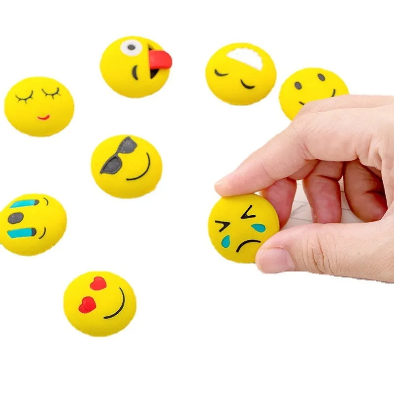 4Pcs Rubbers , 1Set Lovely smiling face High Quality Emoji Eraser Cute ...