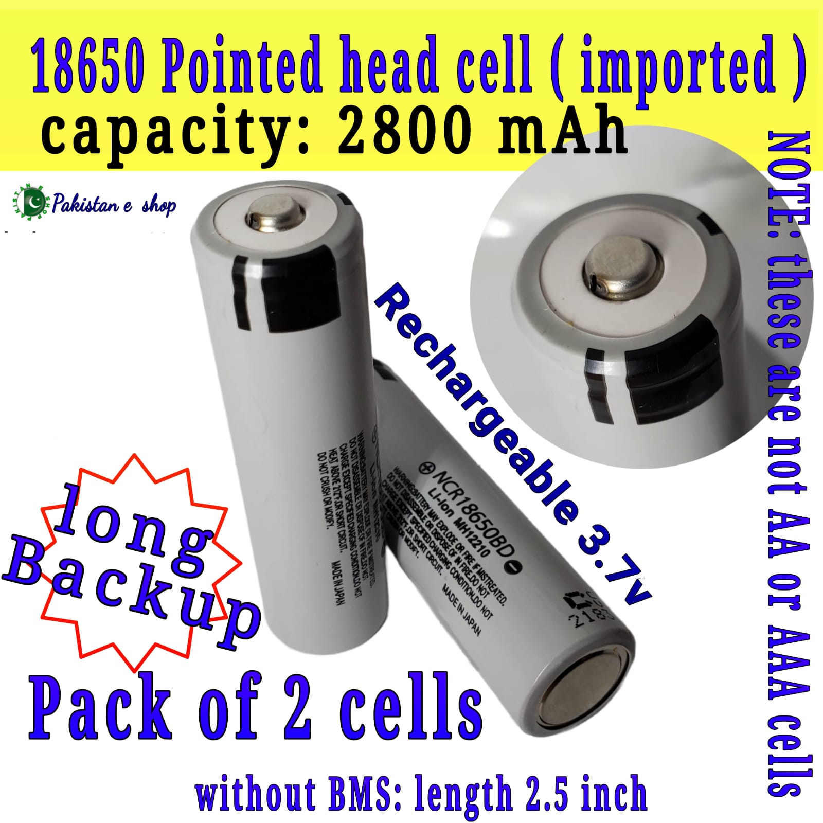 2800mAh cell for LED Work Light battery for Emergency torch 18650 ...