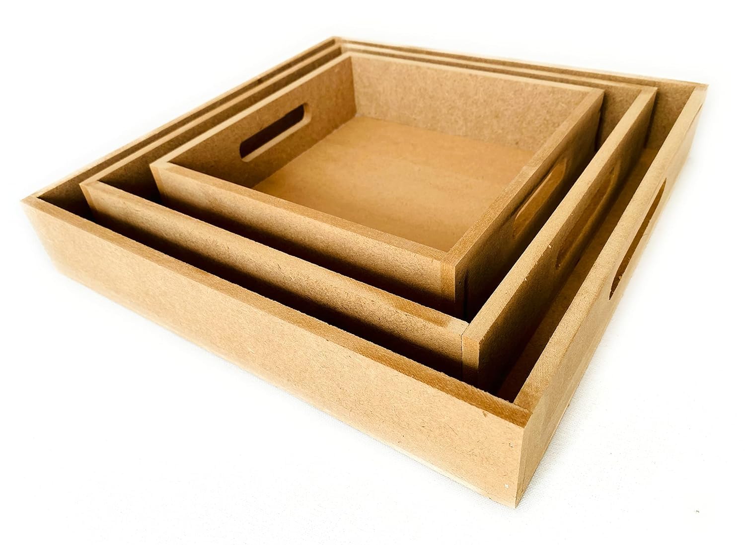 Plain DIY MDF Trays for Craft Set of 3 | Unfinished MDF Tray Plain for ...