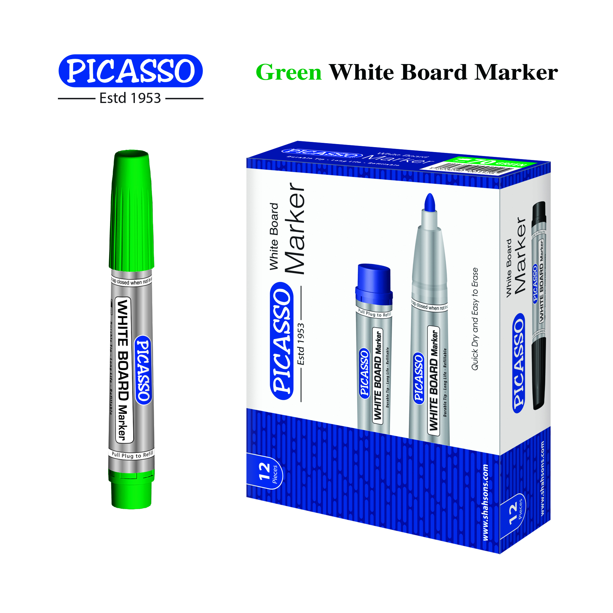 Picasso High Quality White Board Marker 12 Pcs in Cardboard Box ...