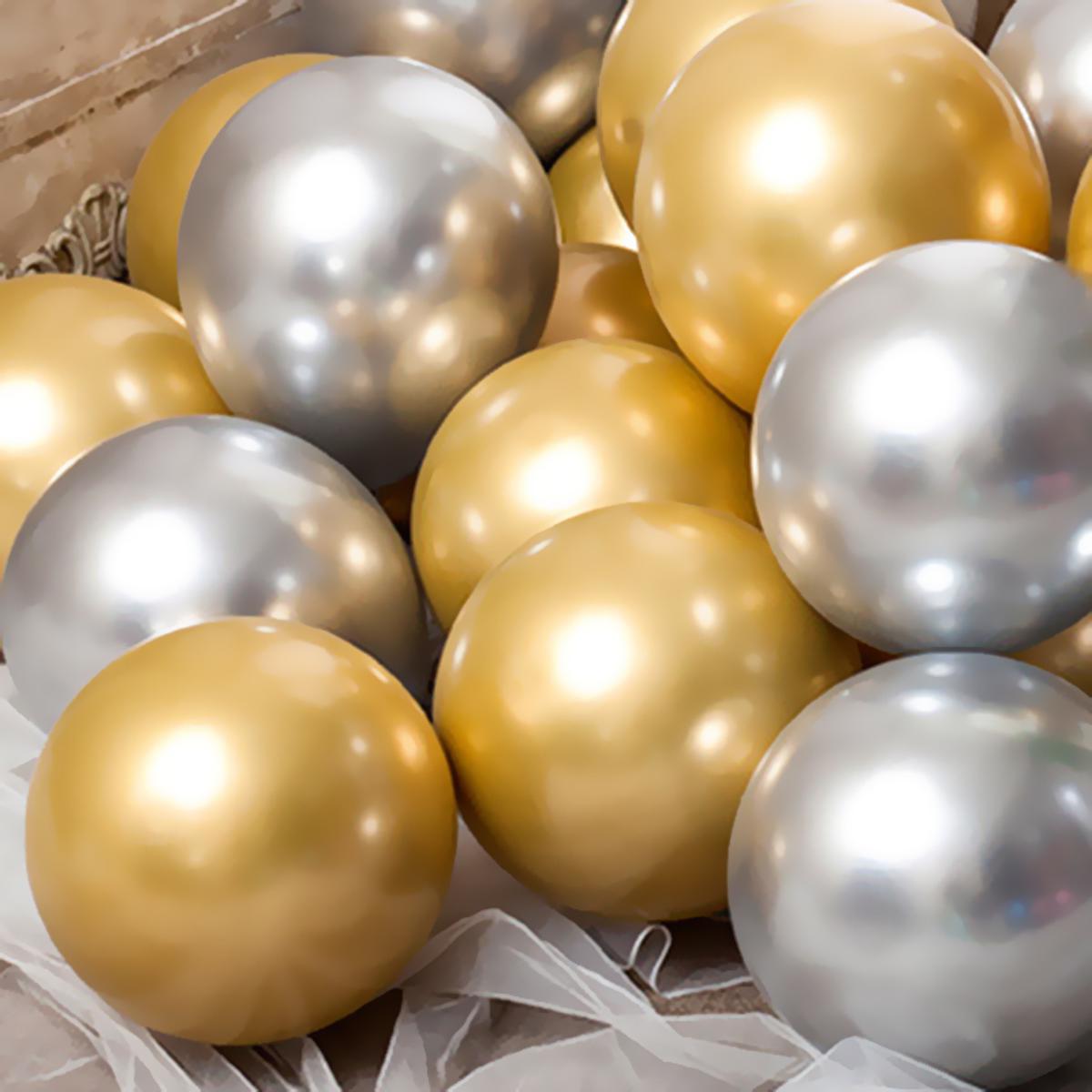 Pack of 15 pcs Metallic (Silver/Golden) Balloons Chrome Balloons Party ...