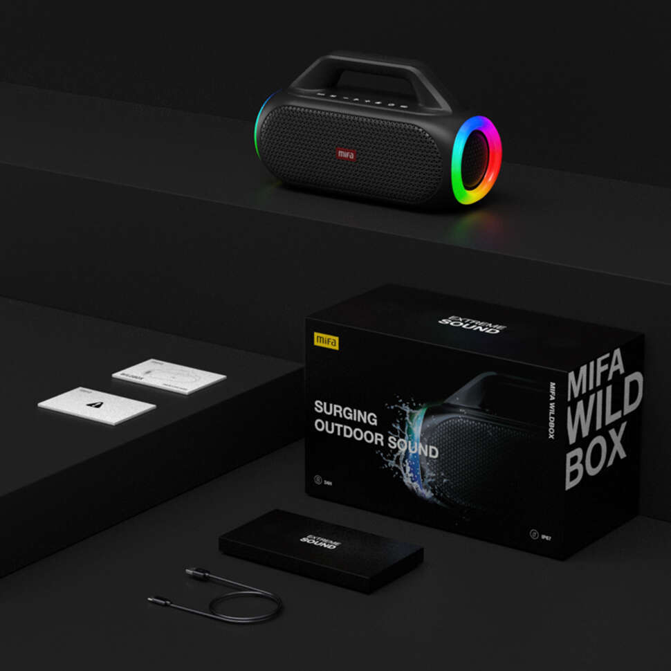 Mifa WildBox Bluetooth динамик 60 Вт 5.3 беспроводные динамики громкие с технологией BassUp IPX7 ...