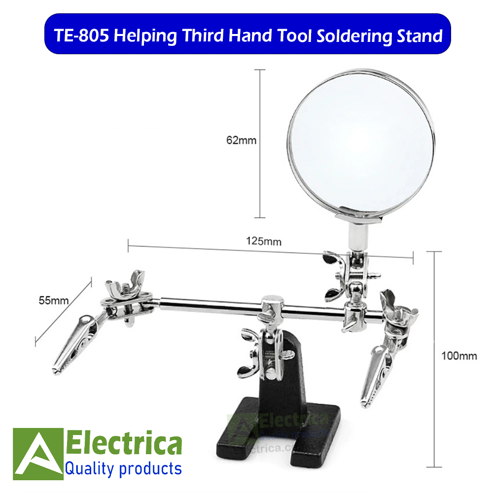 TE-805 Helping Third Hand Tool Soldering Stand with 5X Welding ...