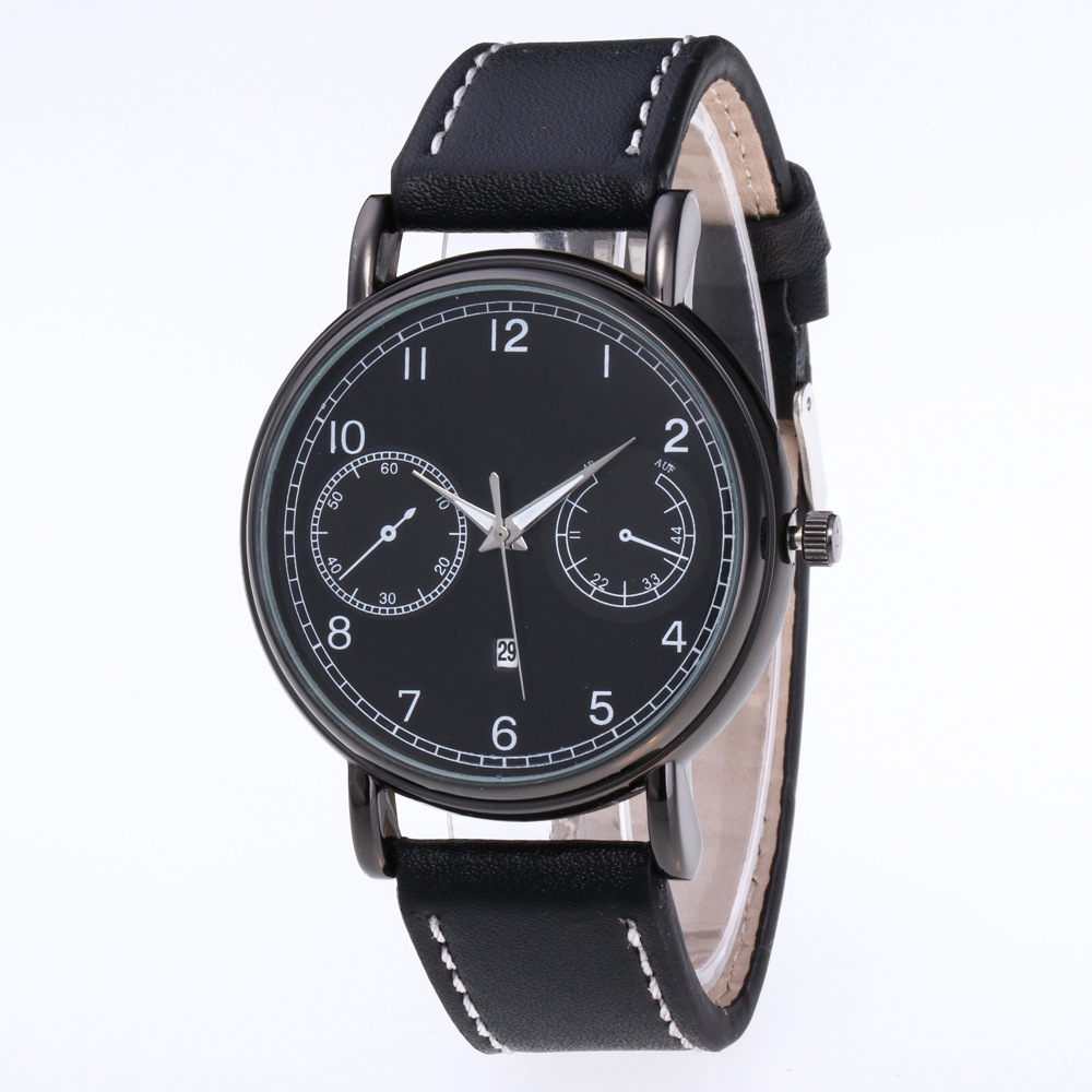 New 7 None LOGO Men's Leather Belt Square Number Calendar Men's Watch ...