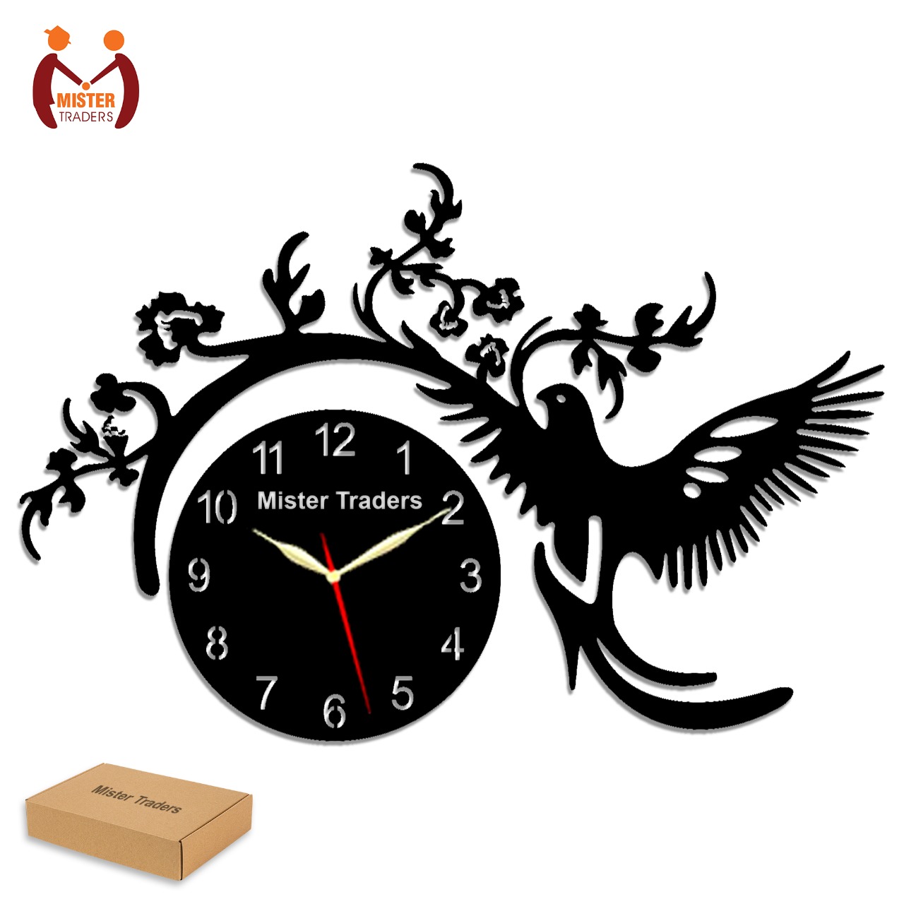 New Flying Bird Wooden Wall Clock Big Size I New Wooden Wall Clock Big ...