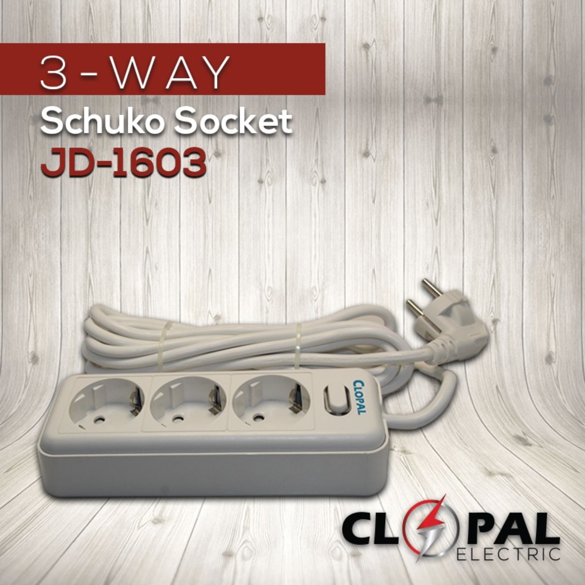 Clopal 3 Ways Extension Socket With 3 mtrs Cord - 2500 watts | Daraz.pk