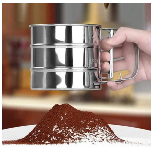 Stainless Steel Flour Sieve Cup Baking Shaker Sieve Cup Mesh Crank ...