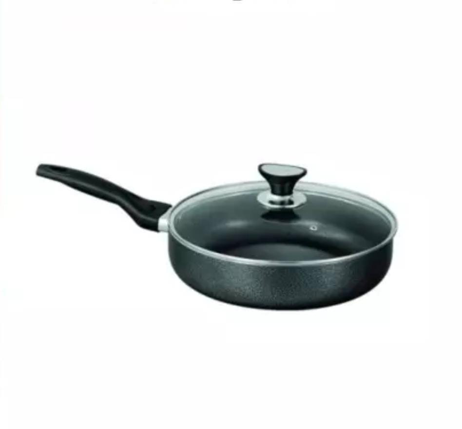 Sonex Classic Fry Pan With Glass Lid - Non Stick Coating All Sizes Mentioned- Black | Daraz.pk