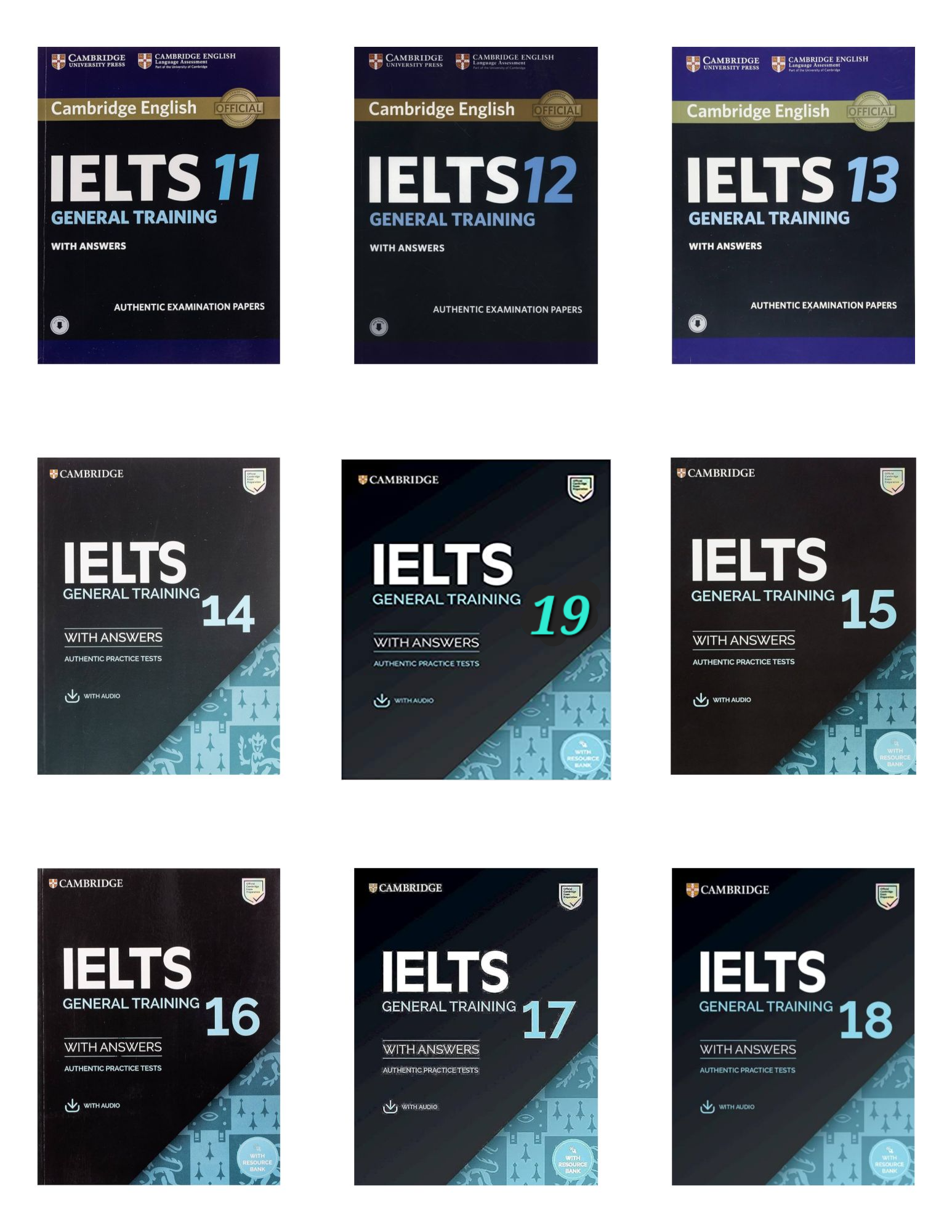 IELTS General Training 11-19 Nineteen Books set with QR Code for Audio ...