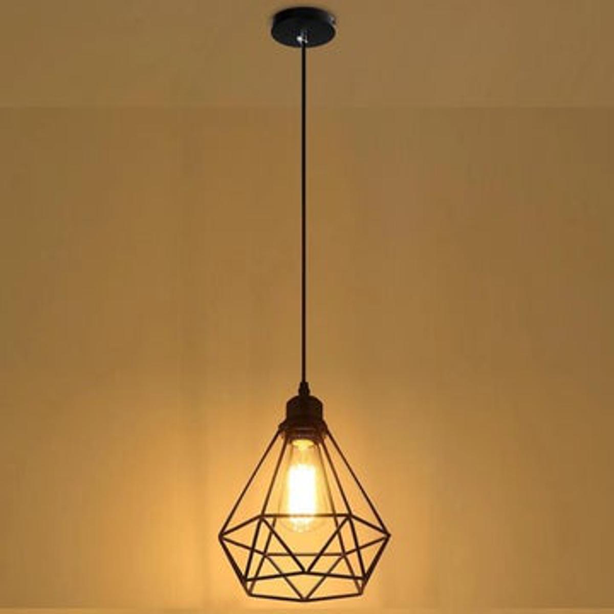 Diamond Shape Hanging Light - Geometrical Metal Hanging Lamp - Retro ...